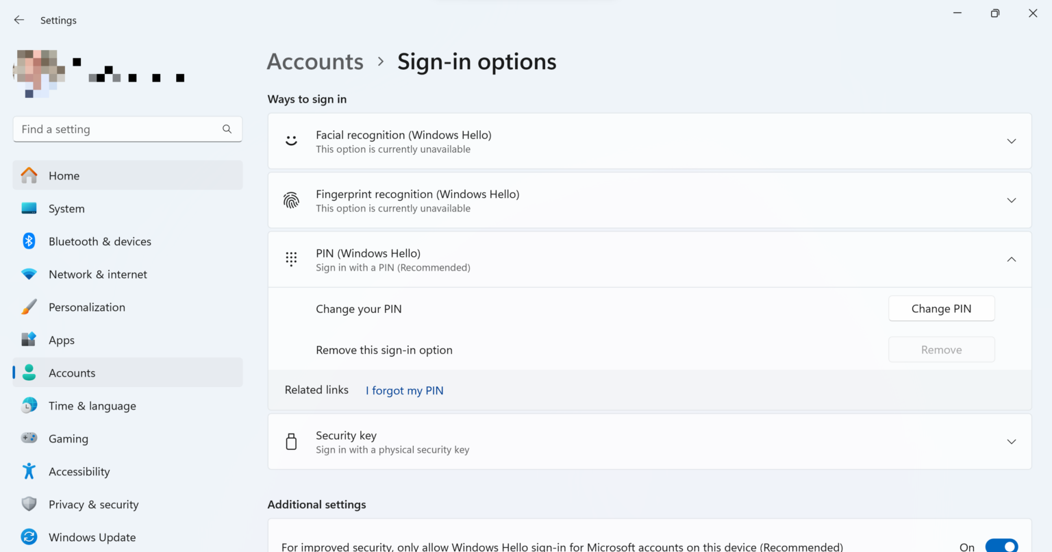 How To Remove A Greyed-Out Windows Hello PIN In Windows 10/11 - Tweak